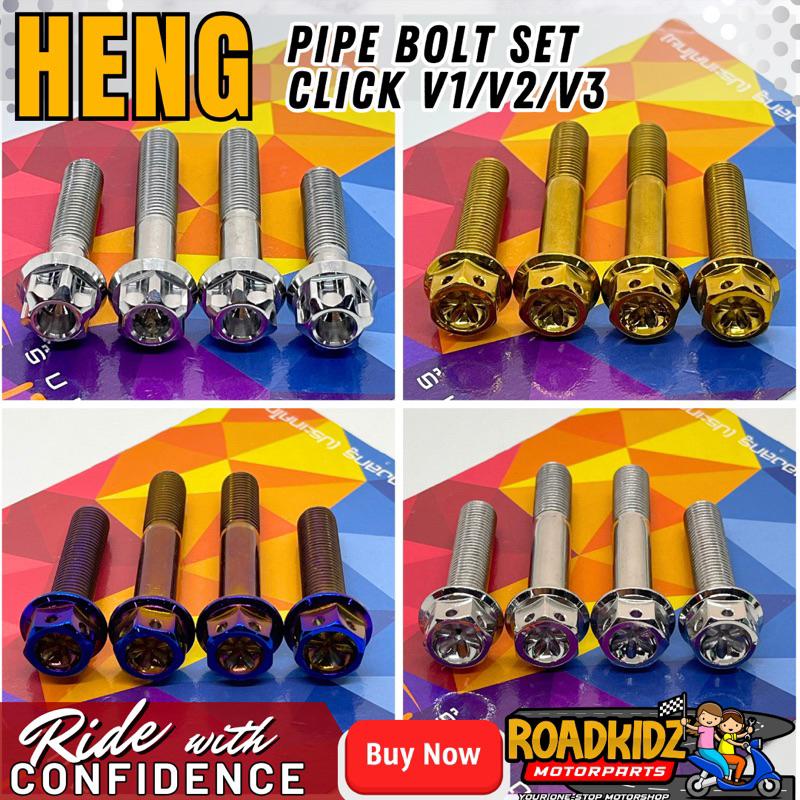 HENG PIPE BOLT SET CLICK V1,V2,V3 4 PIECES — RoadKidz Motorparts ...